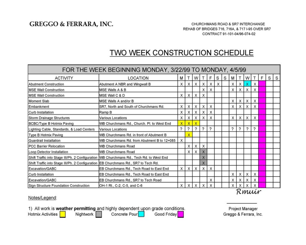 40 Free Construction Schedule Template Word PDF & Excel - Calypso Tree