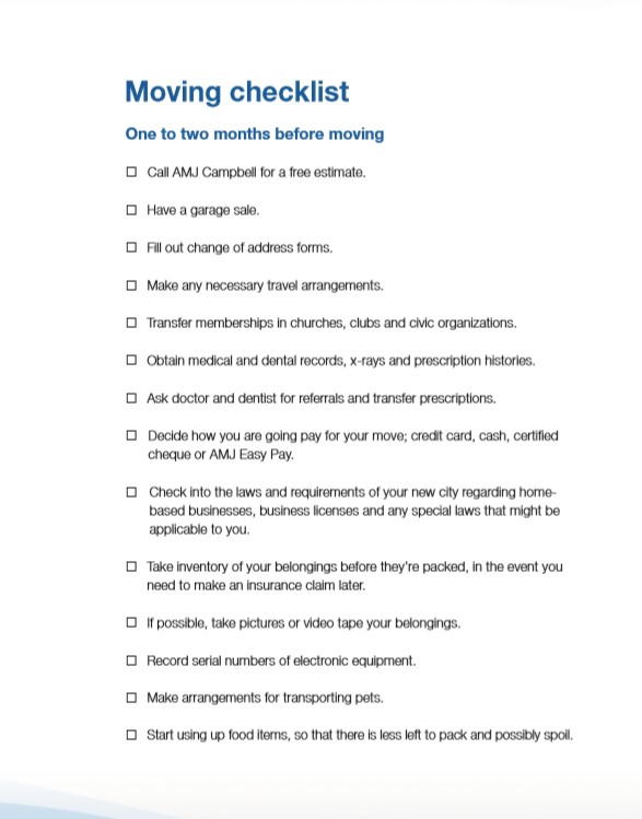 Moving Checklist (50 Amazing Sample & Template) - Calypso Tree