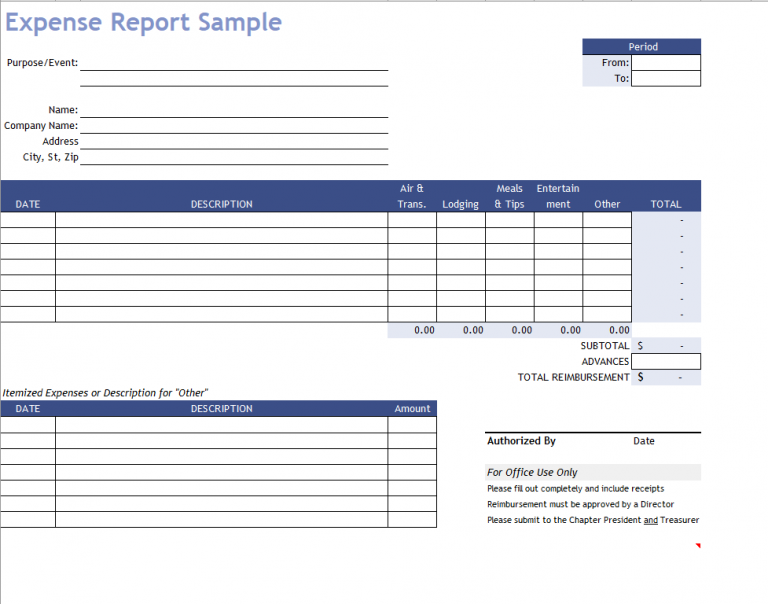 22 Expense Report Template Free Download – Calypso Tree