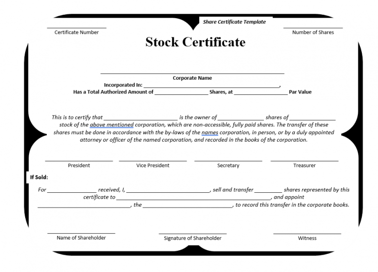 12 Plus Amazing Stock Certificate Templates - Calypso Tree