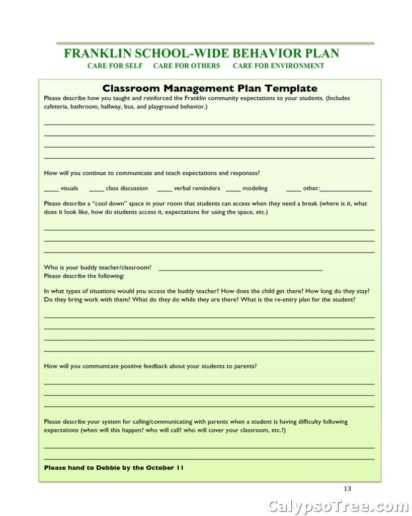 40+ Best Classroom Management Plan Template For Teaching And Learning ...