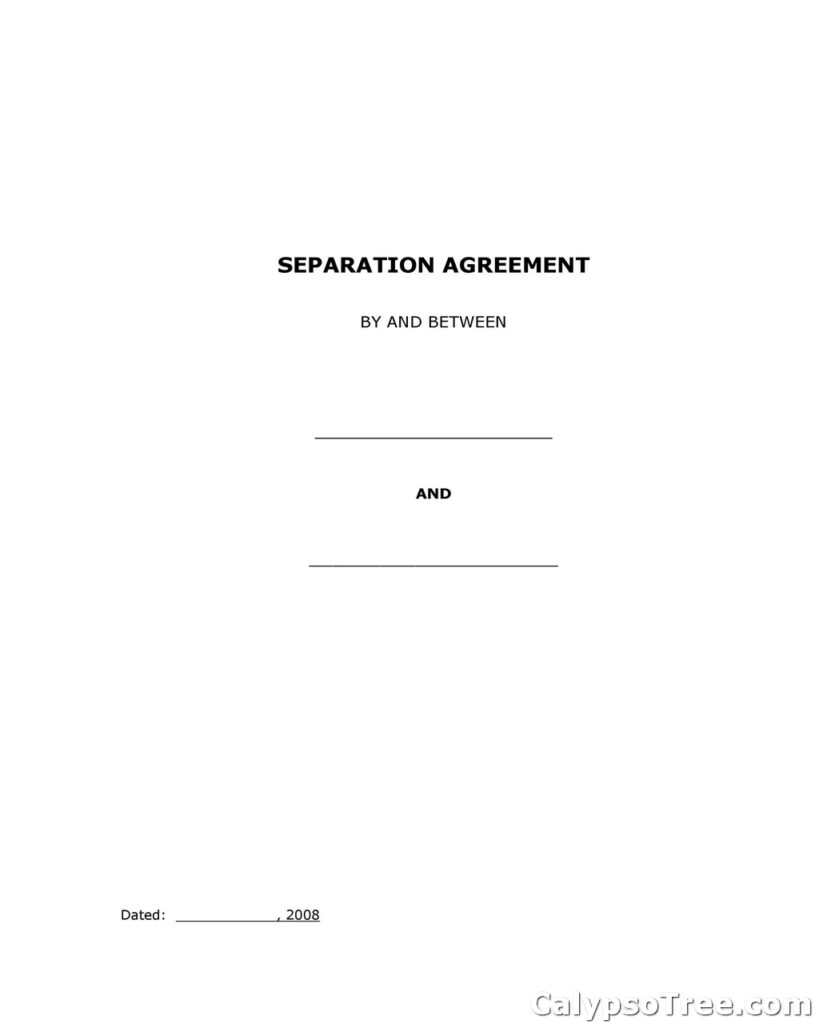 50 Free Separation Agreement Template – Calypso Tree