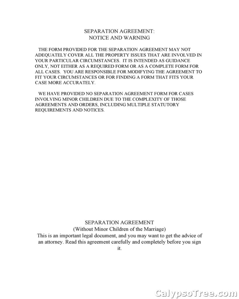 50 Free Separation Agreement Template – Calypso Tree