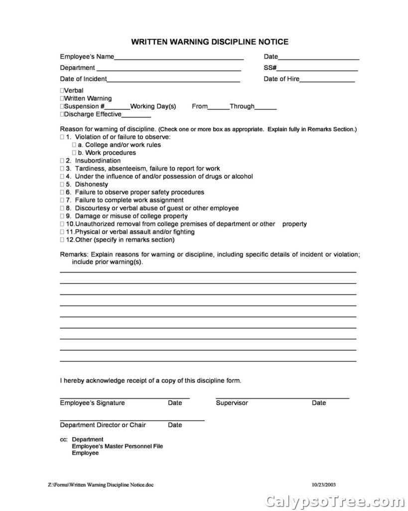 50 Simple Employee Write Up Form: Why You Use It And How To Write It ...