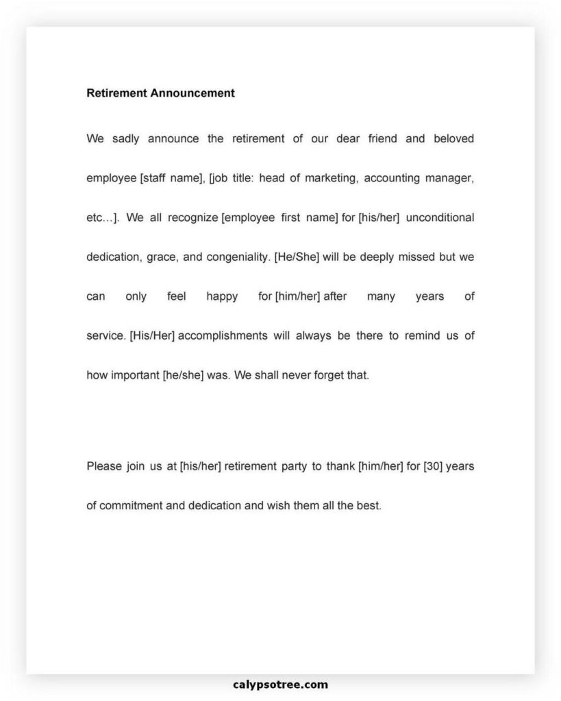 40 Amazing Retirement Announcement Emails & Letters (Free Template ...