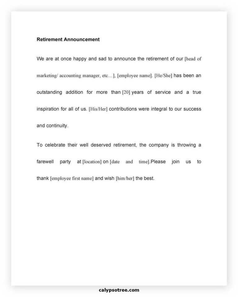 40 Amazing Retirement Announcement Emails & Letters (Free Template ...