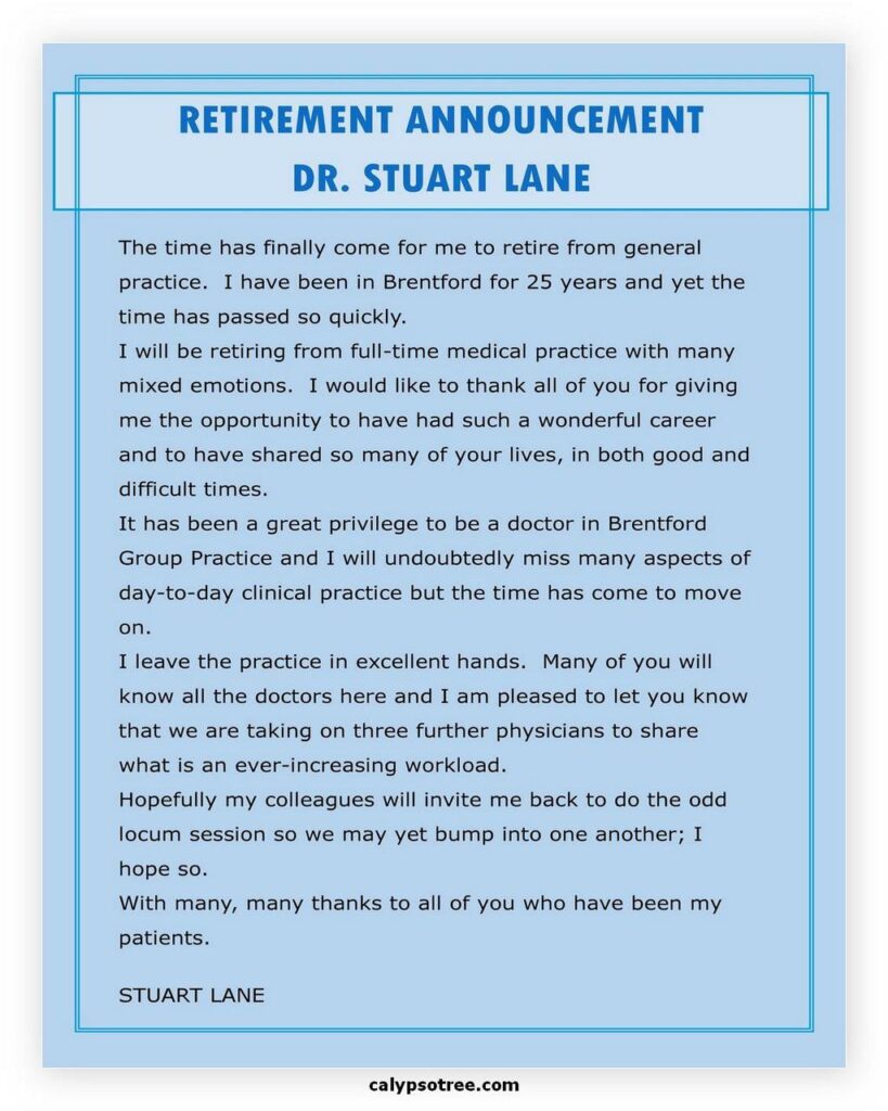 40 Amazing Retirement Announcement Emails & Letters (Free Template ...