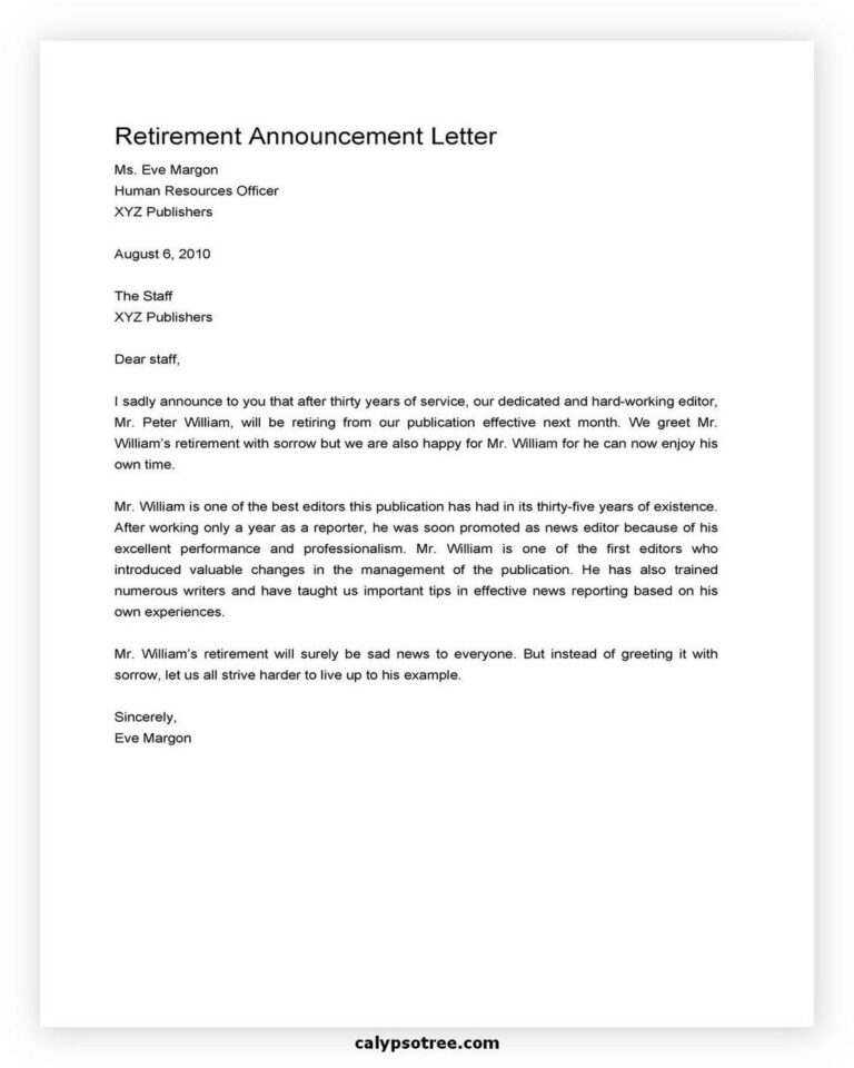 40 Amazing Retirement Announcement Emails & Letters (Free Template ...