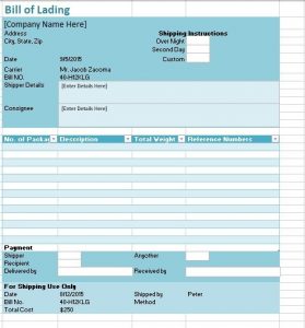12 Simple Bill Of Lading Form & Template Free - Calypso Tree
