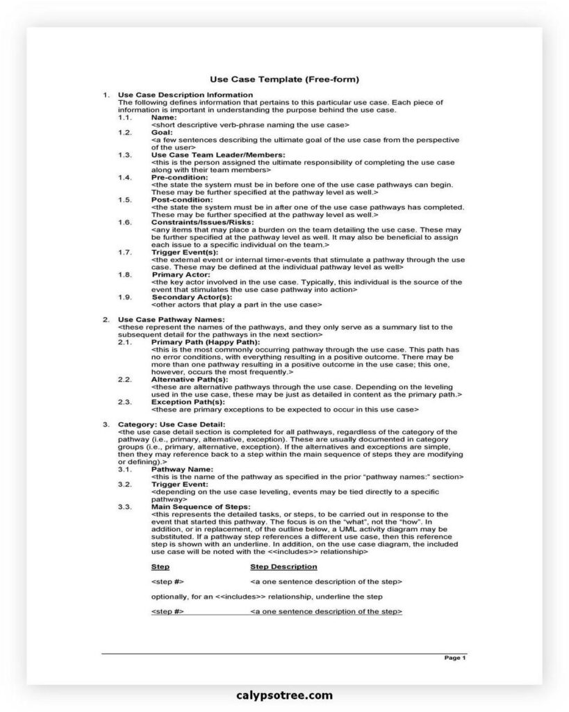 30 Free Use Case Templates: Realizing Your Actions - Calypso Tree