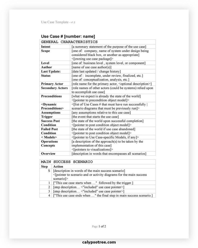 30 Free Use Case Templates: Realizing Your Actions - Calypso Tree