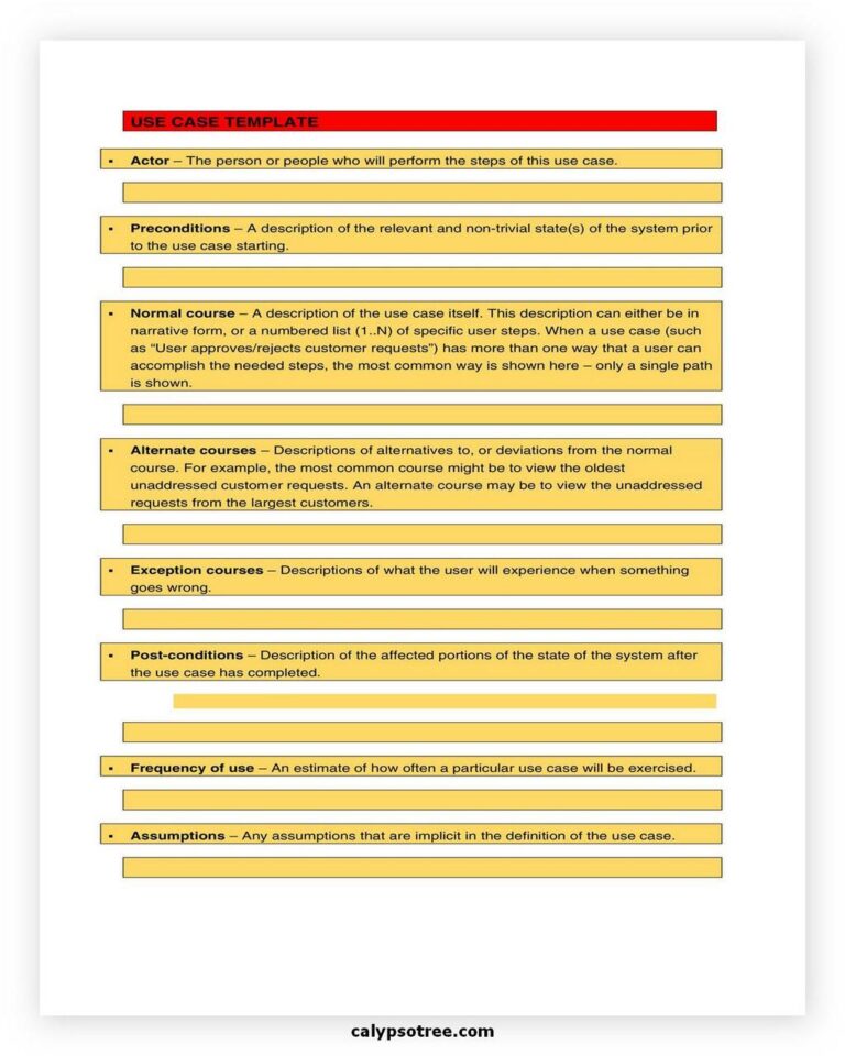 30 Free Use Case Templates: Realizing Your Actions - Calypso Tree