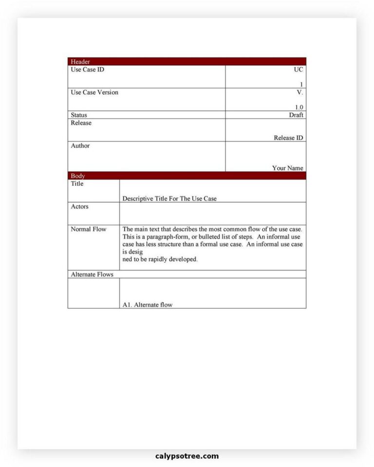 30 Free Use Case Templates: Realizing Your Actions - Calypso Tree
