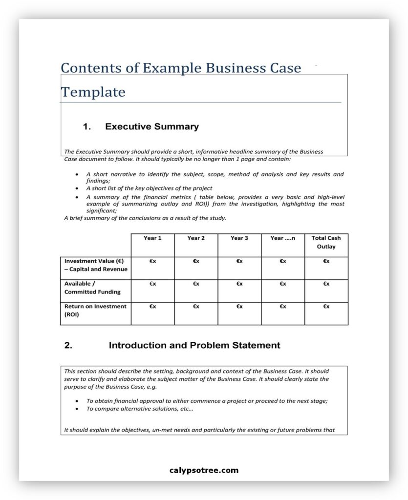 12 Best Business Case Template And How To Write - Calypso Tree