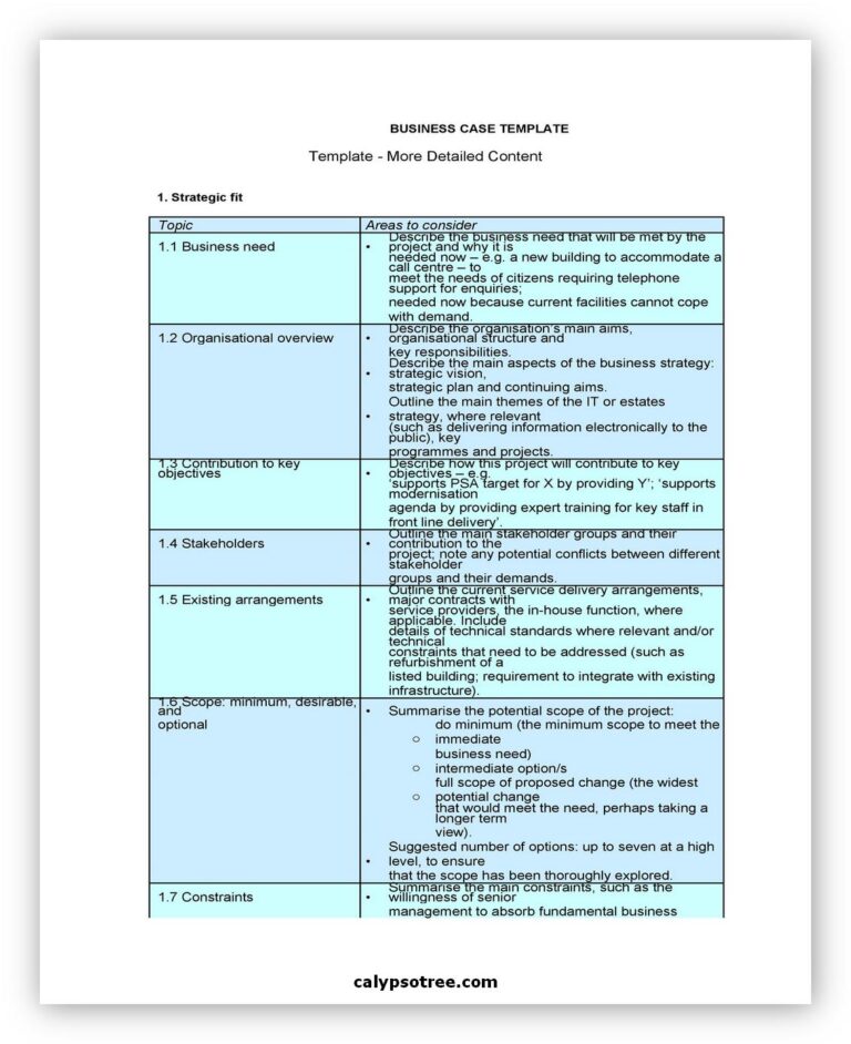 12 Best Business Case Template And How To Write - Calypso Tree
