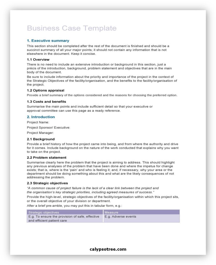 12 Best Business Case Template And How To Write - Calypso Tree