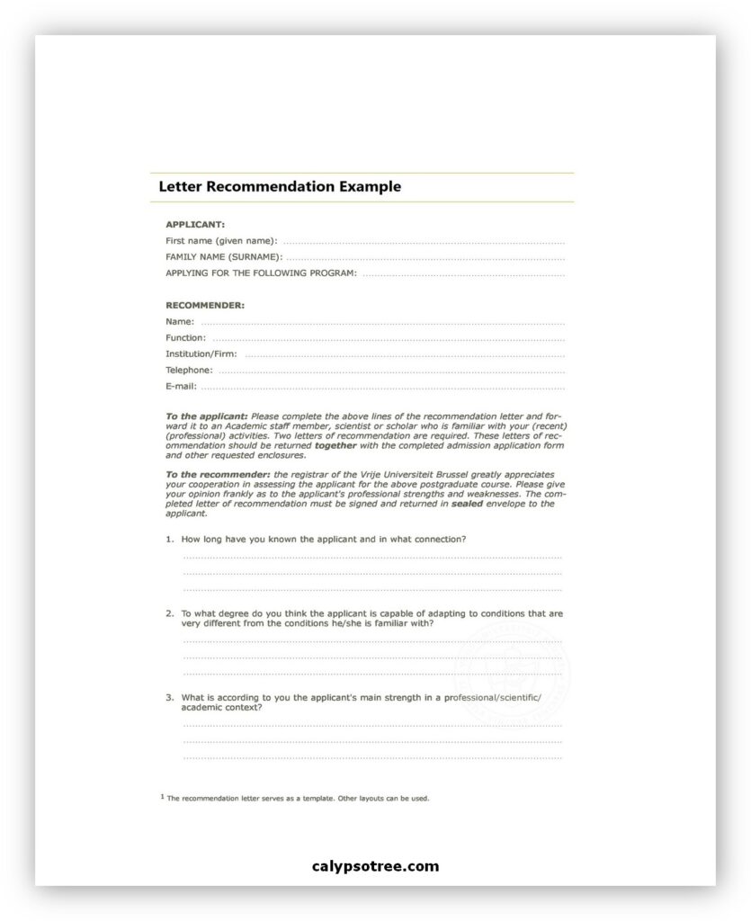 60 Best Letter Of Recommendation Example & Template - Calypso Tree