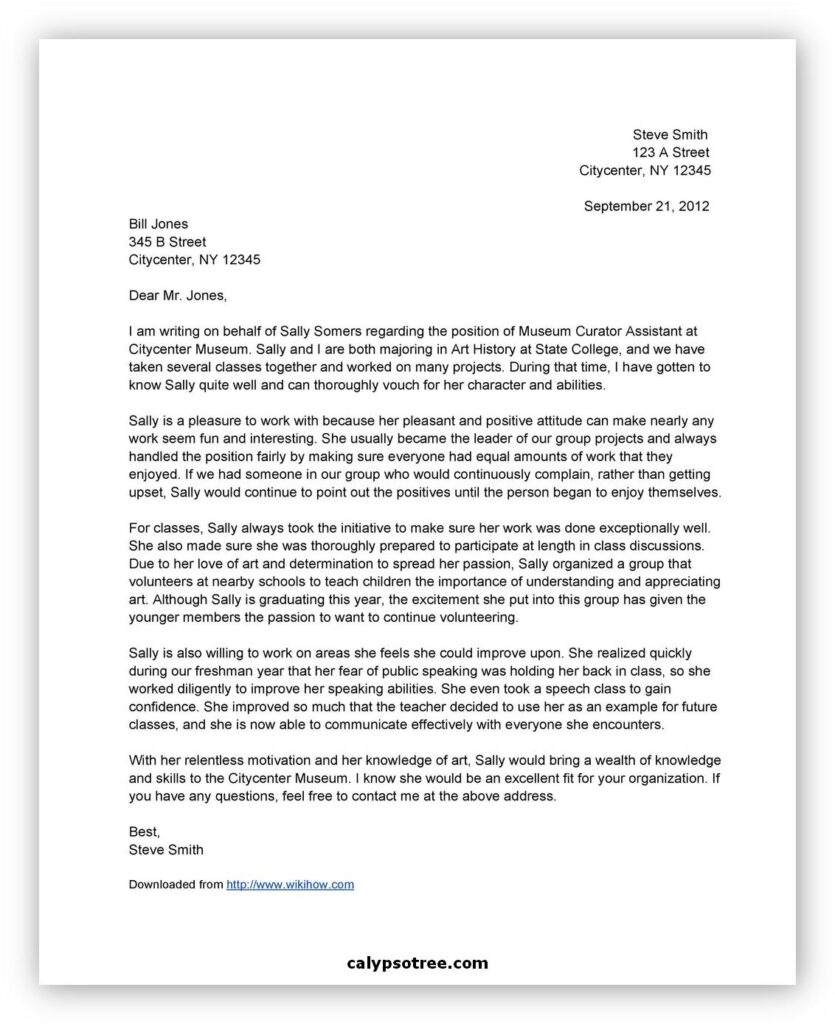 60 Best Letter Of Recommendation Example & Template - Calypso Tree